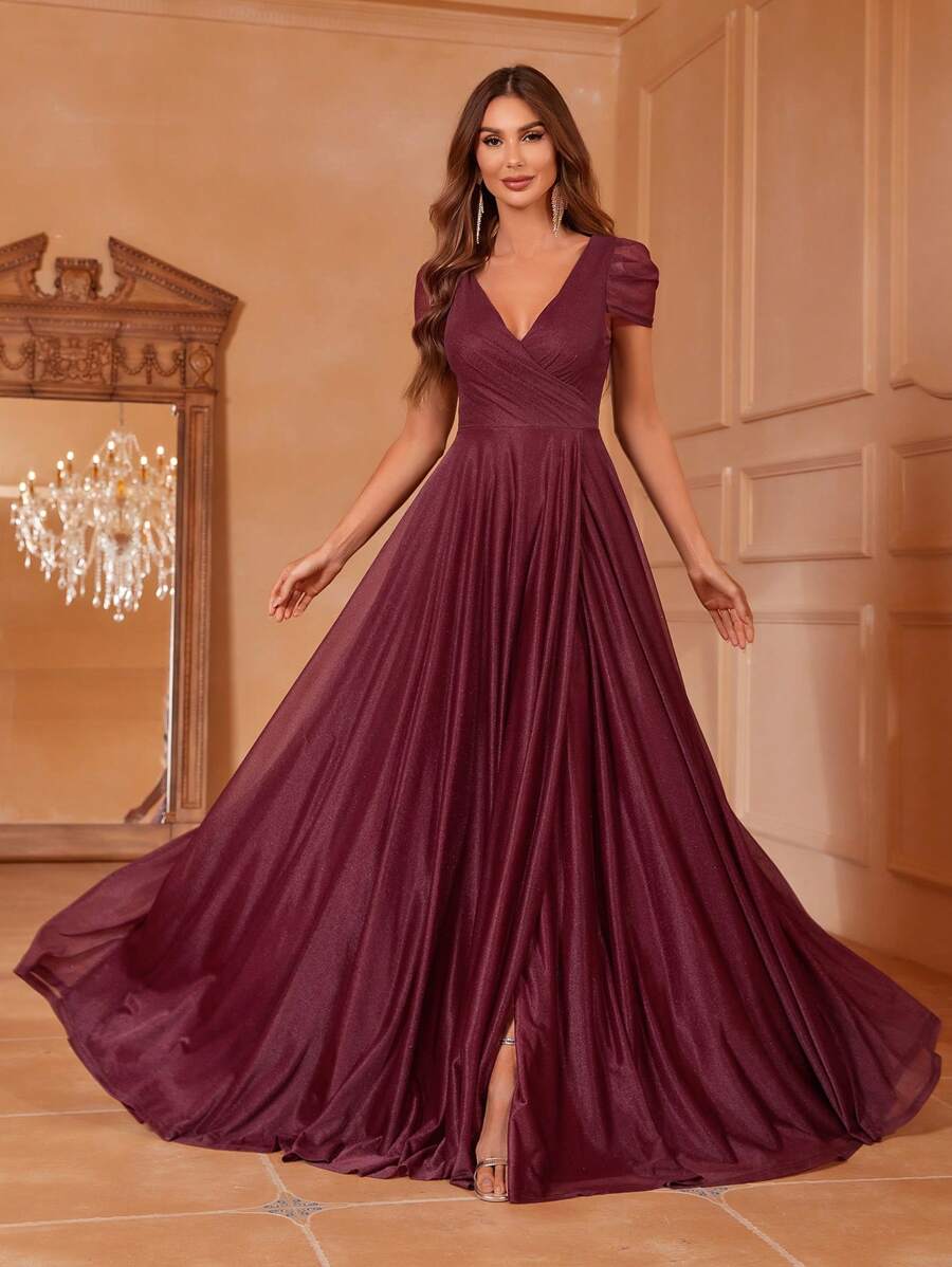 Ruched Split Thigh Formal Dress | SHEIN USA