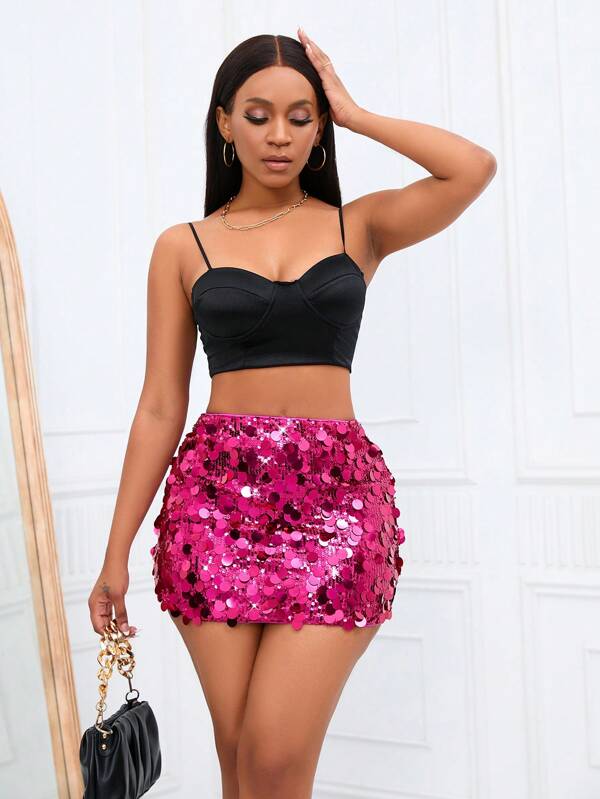 SHEIN Slayr Sequin Bodycon Skirt | SHEIN USA