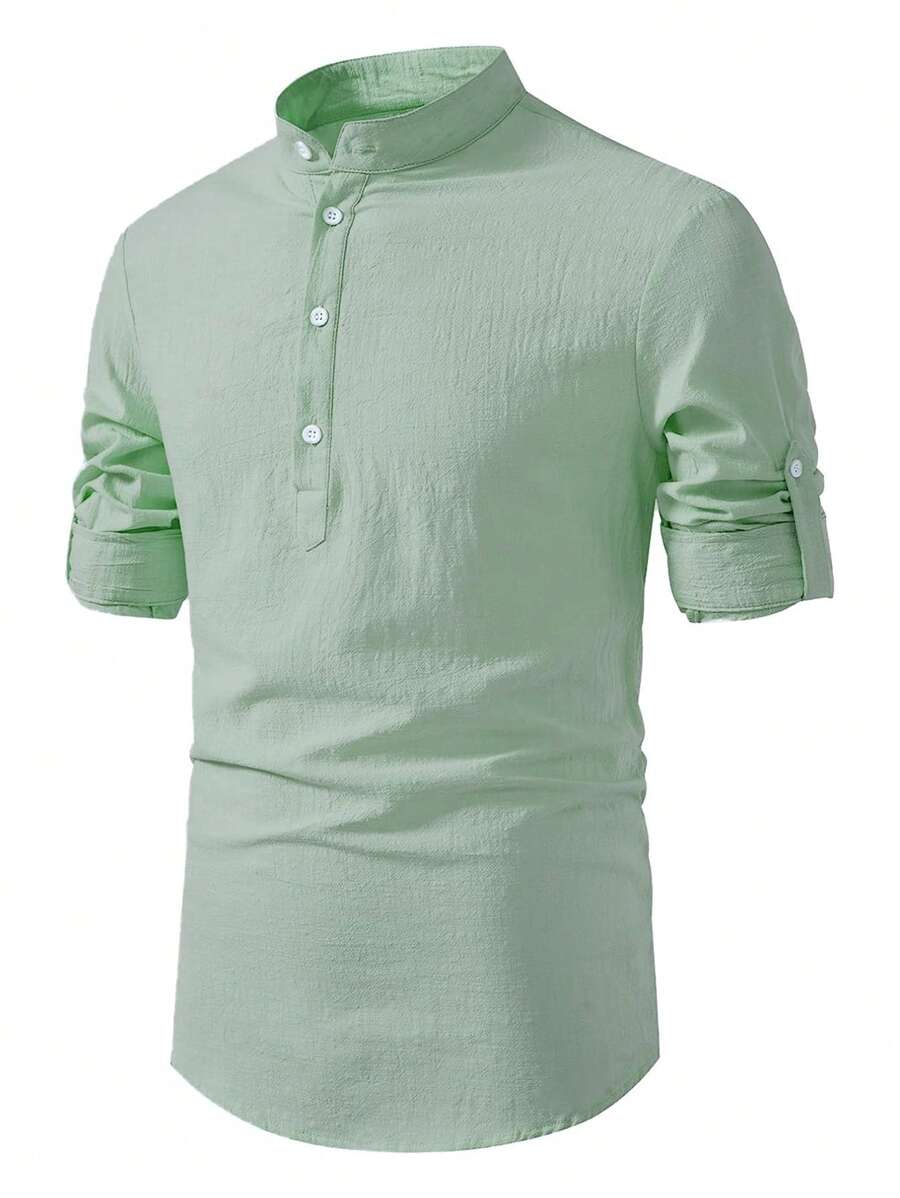 Men Half Button Stand Collar Shirt | SHEIN USA