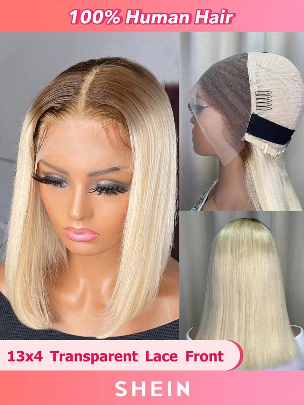 Perruque De Cheveux Humains 13 X 4 En Dentelle Devant Court Droit Coloré | Mode en ligne | SHEIN ...