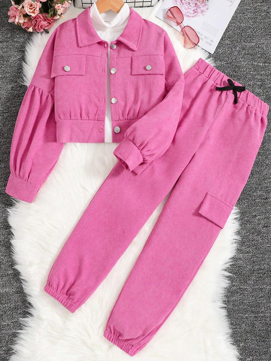 SHEIN Chica preadolescente con diseño de solapa de hombros caídos ...