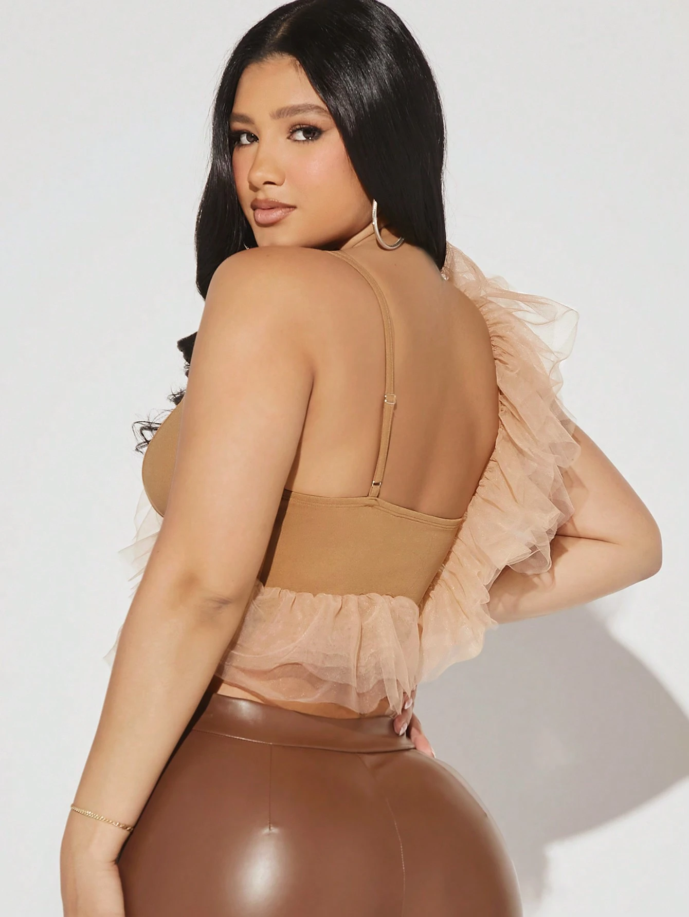 Shein Bae Asymmetrical Neck Ruffle Trim Top Shein Usa