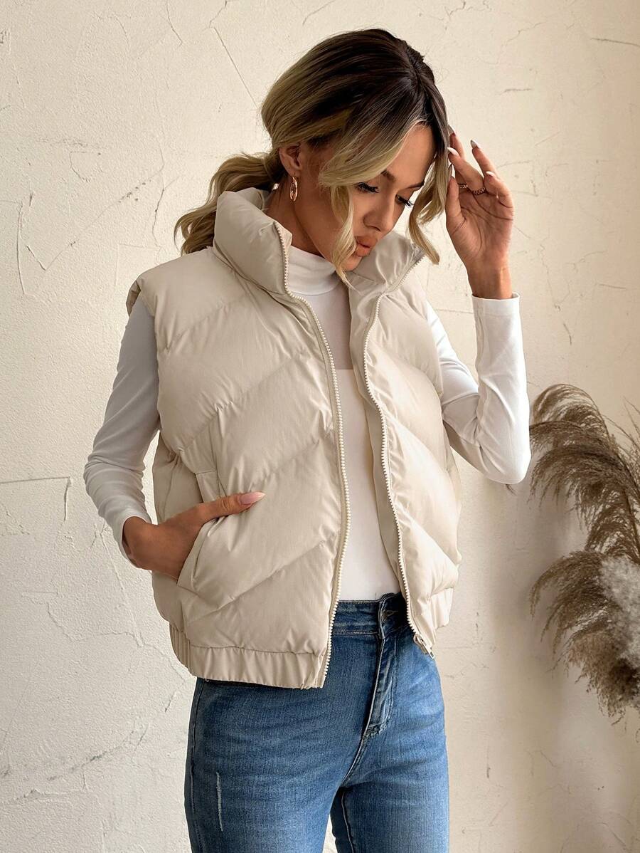 SHEIN LUNE Zip Up Sleeveless Vest Coat | SHEIN USA