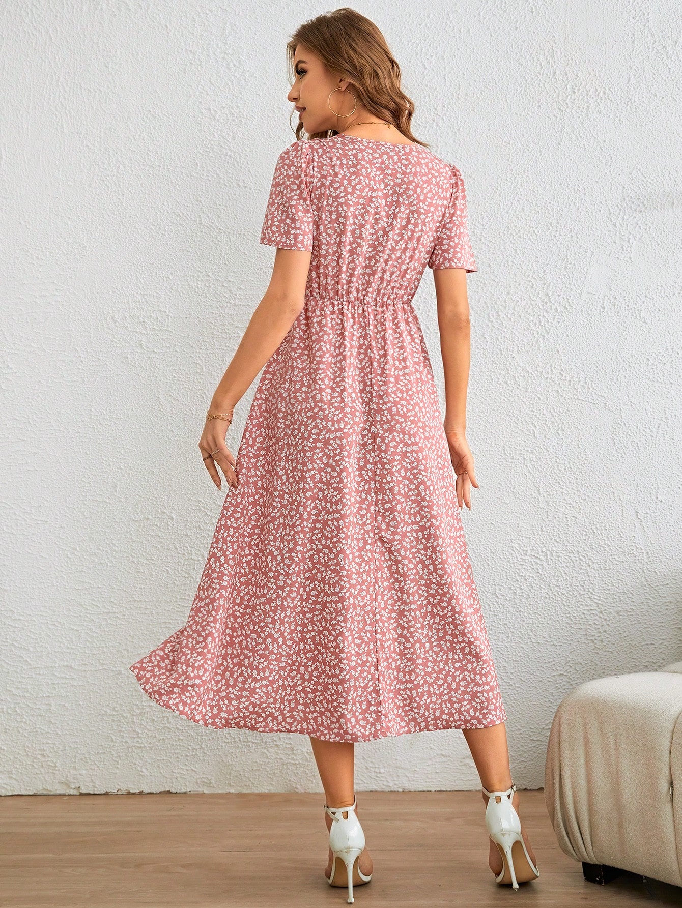 Shein Frenchy Ditsy Floral Print Twist Front Dress Shein Usa