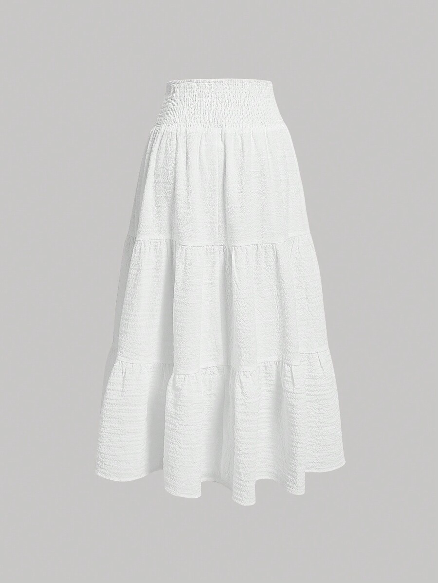 SHEIN MOD Solid Ruffle Hem Skirt | SHEIN UK