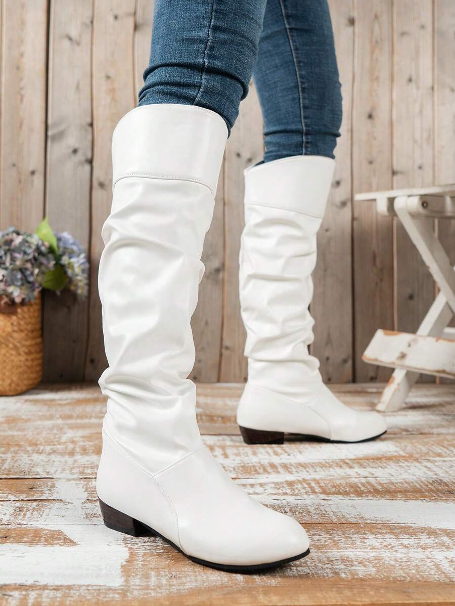 Women's Fashionable Solid Color Knee-high Boots | SHEIN USA