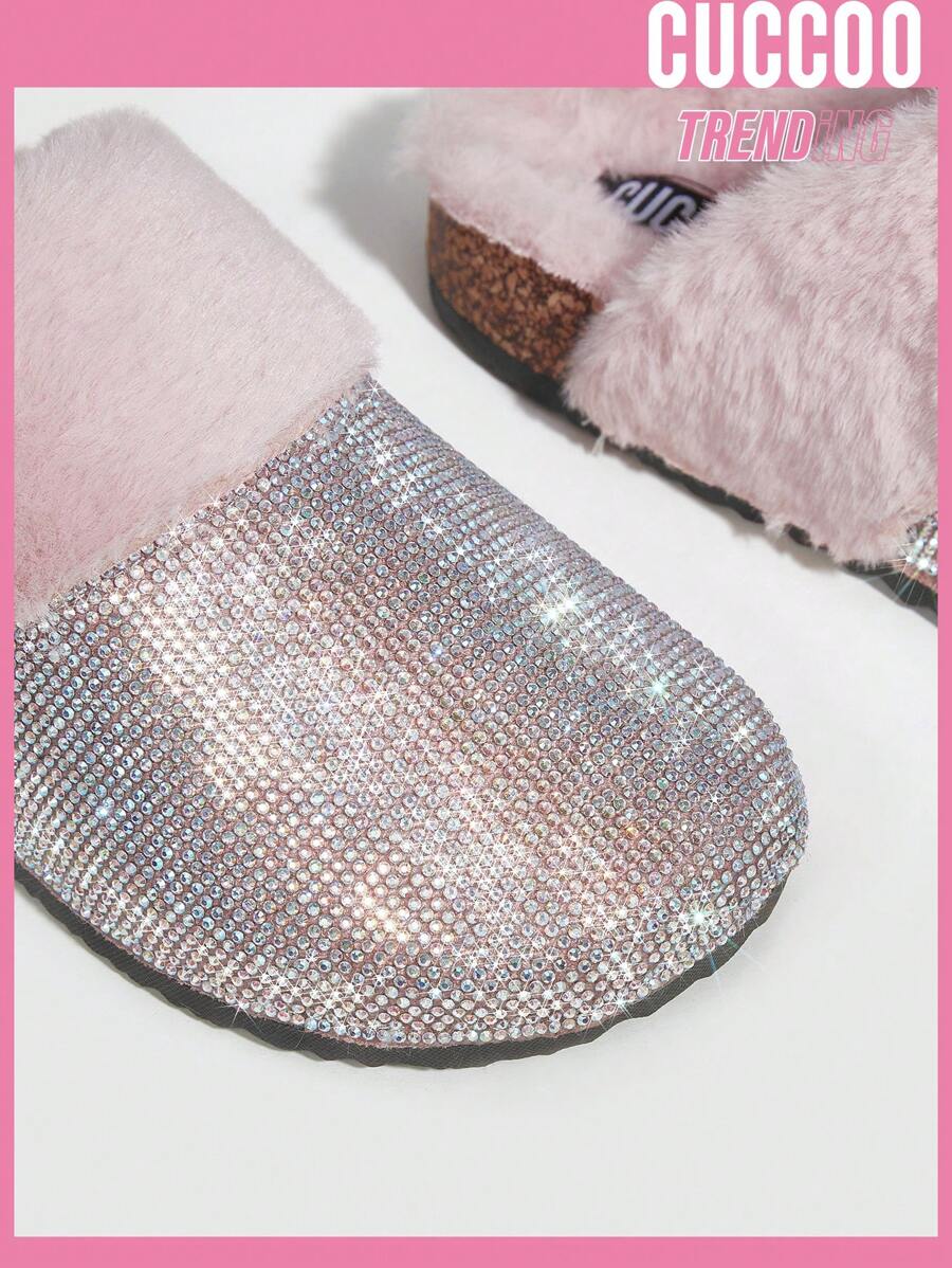 Cuccoo Everyday Collection Women Shoes Rhinestone & Furry Round Toe ...