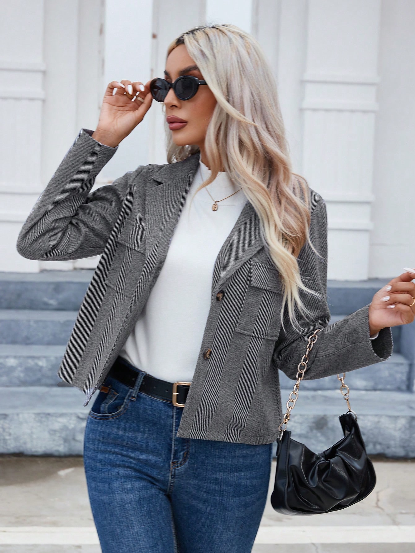 Single Breasted Lapel Collar Flap Pocket Overcoat Shein Usa
