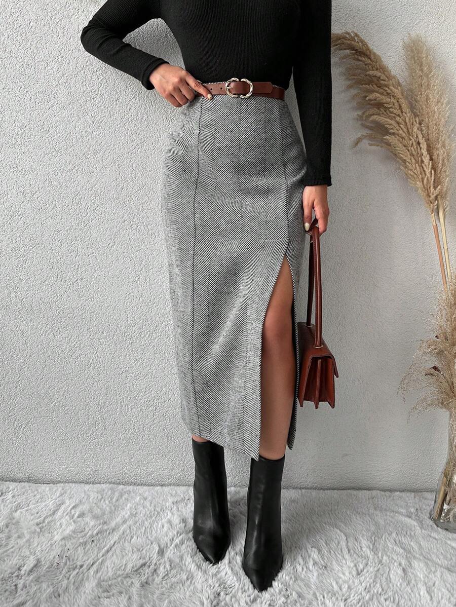 EURMUSE High Waist Split Thigh Skirt | SHEIN USA