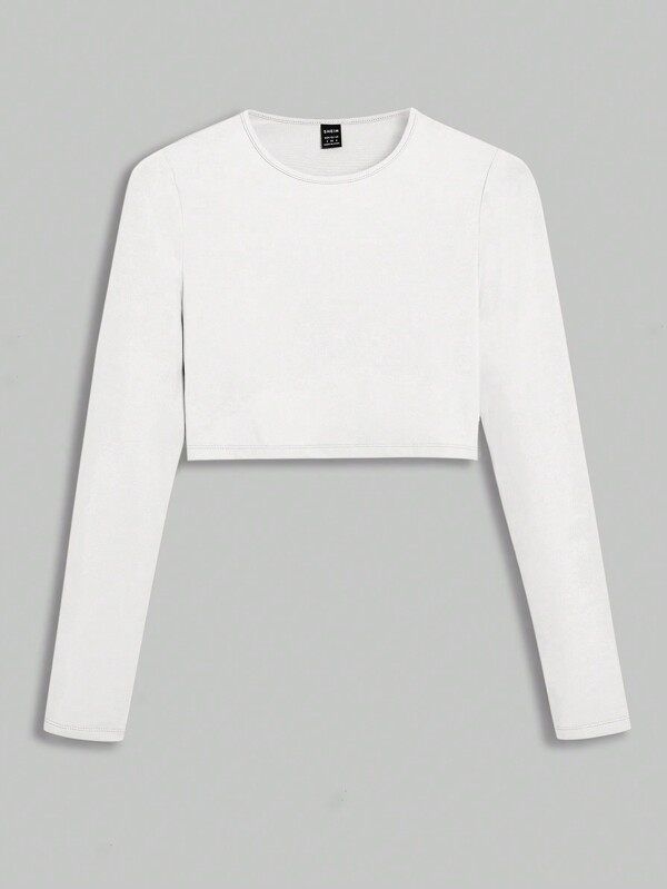 SHEIN BASICS Solid Crop Tee | SHEIN USA