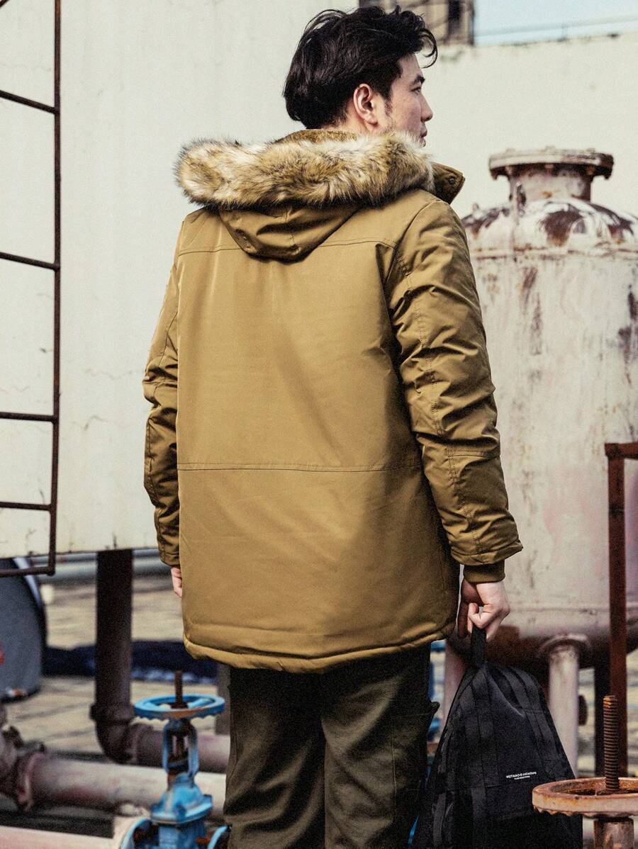 Manfinity Homme Men Fuzzy Trim Hooded Thermal Lined Padded Coat | SHEIN EUR