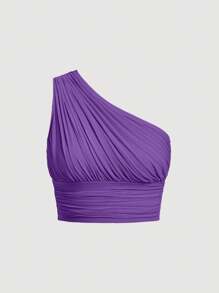 SHEIN MOD One Shoulder Ruched Crop Top | SHEIN USA