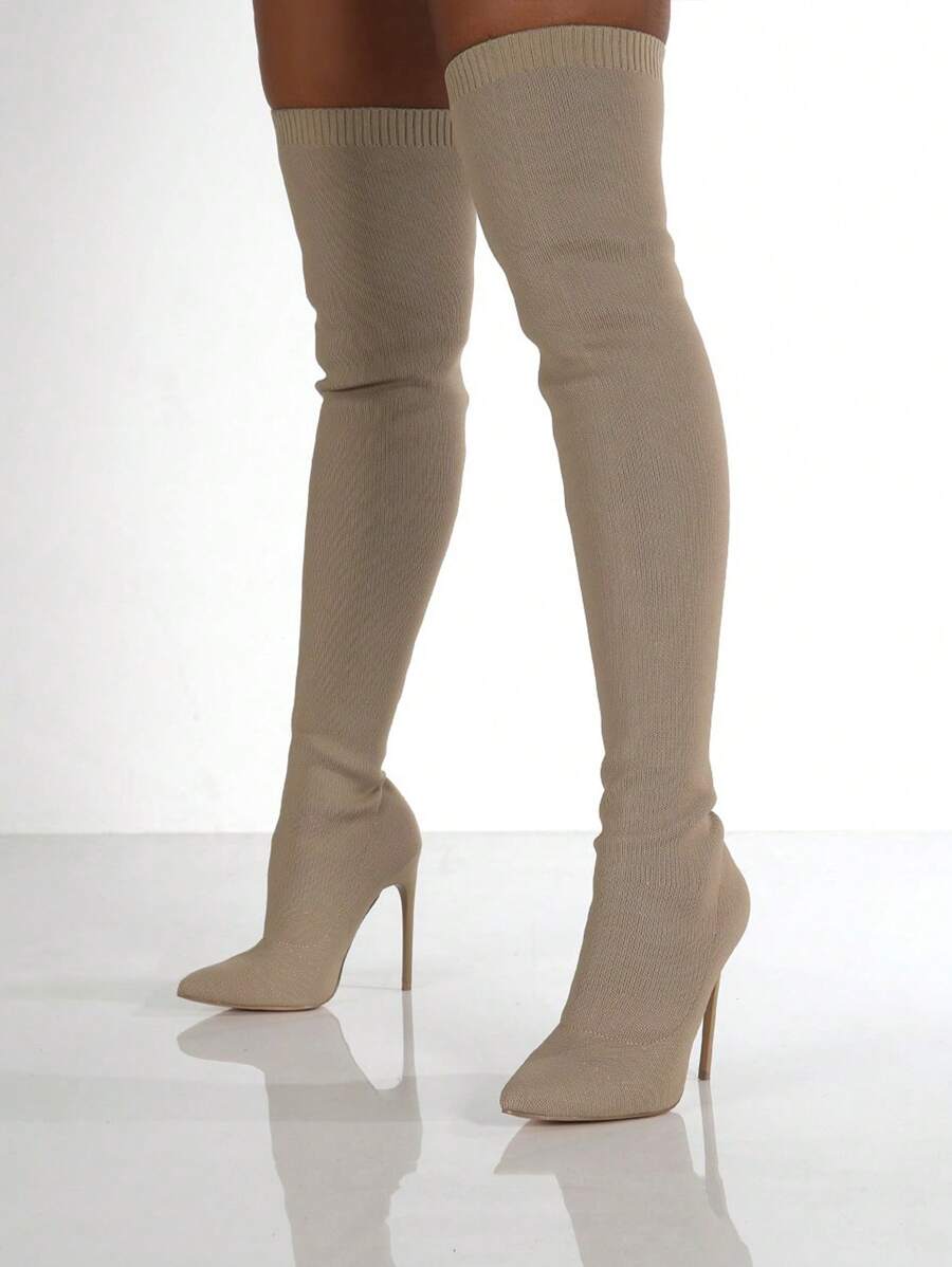Women's Sexy And Minimalist Pointed Toe Stiletto Heel Over-the-knee ...