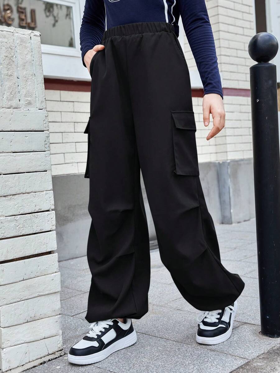 Teen Girl Flap Pocket Side Cargo Pants | SHEIN USA