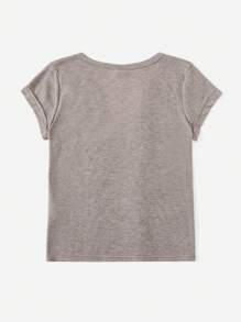 SHEIN EZwear Solid Notched Neck Tee | SHEIN USA