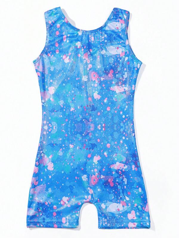 Young Girl Allover Print Active Unitard Romper | SHEIN USA