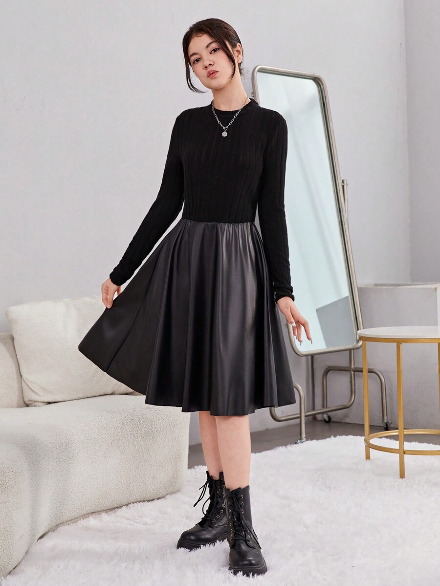 SHEIN Adolescent Fille Robe Unicolore Côtelé (Sans Ceinture) | Mode en ...