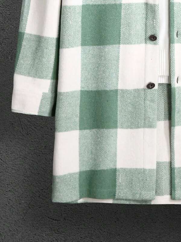 Manfinity Homme Men 1pc Buffalo Plaid Print Flap Pocket Overcoat | SHEIN USA