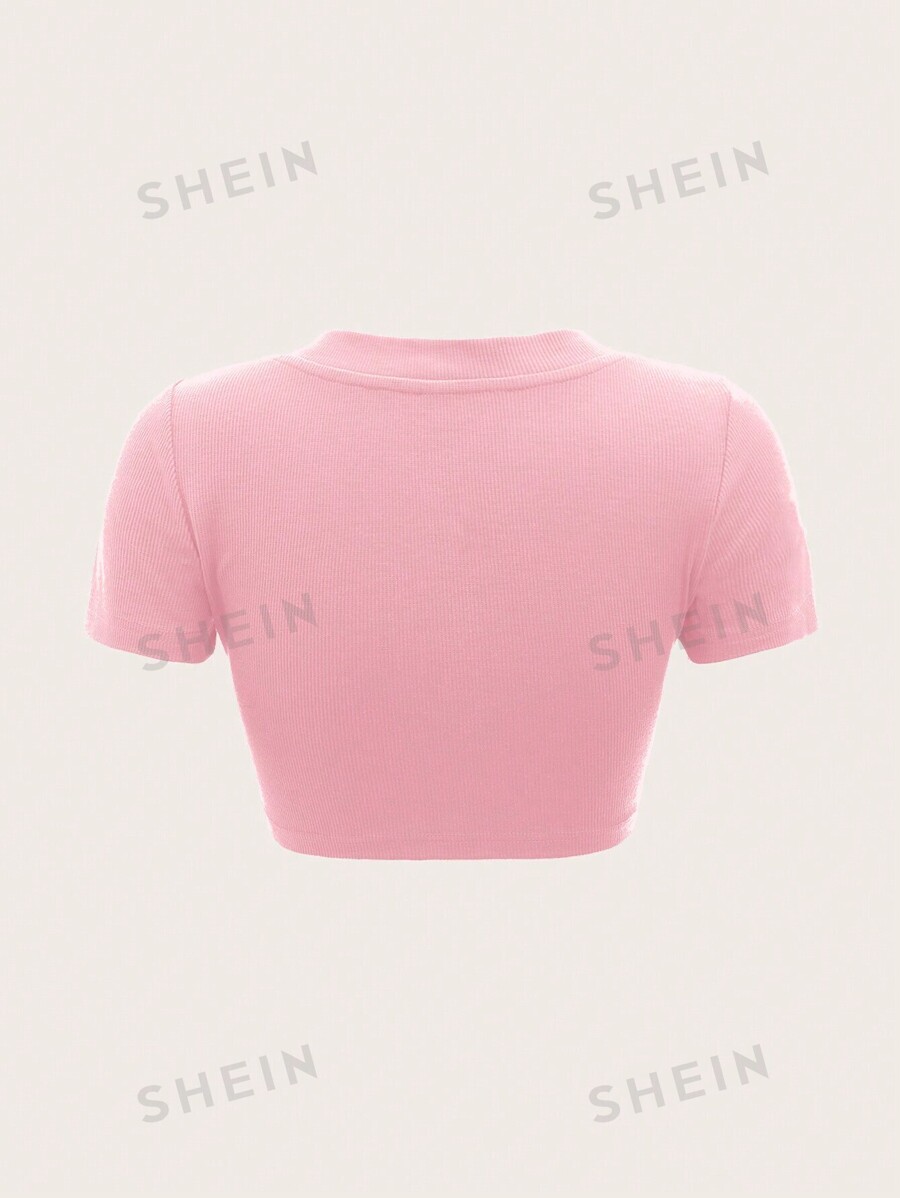 Shein Ezwear Solid Sweetheart Neck Crop Tee Shein Usa