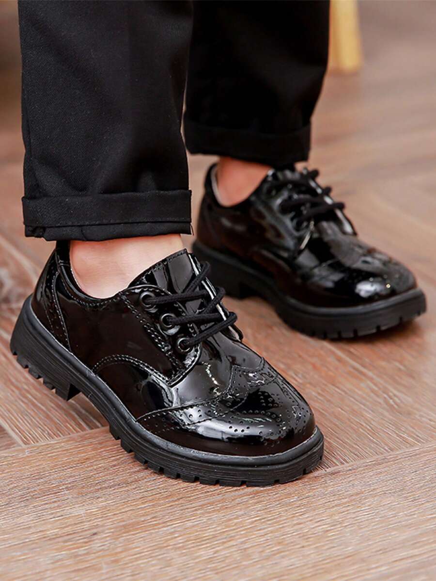 Children's Autumn Classic British Style Flat Shoes With Shiny Surface ...