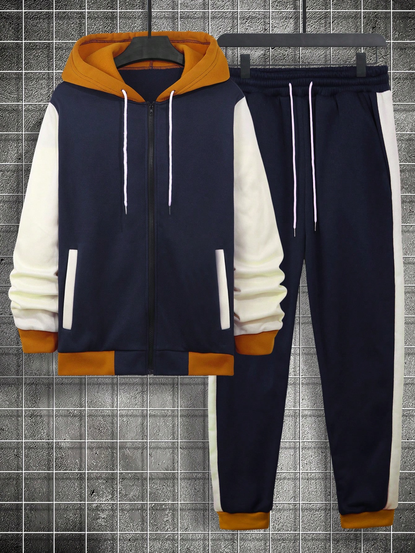 Manfinity Hypemode Men Colorblock Drawstring Hoodie & Sweatpants ...