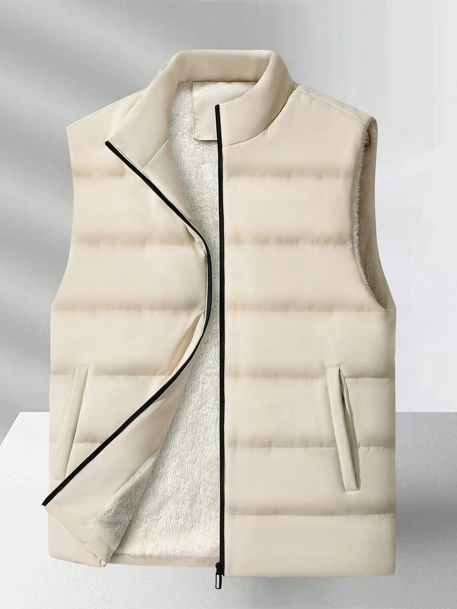 Manfinity Hypemode 1pc Men's Thermal Lined Zipper Vest Coat In Loose Fit | SHEIN USA