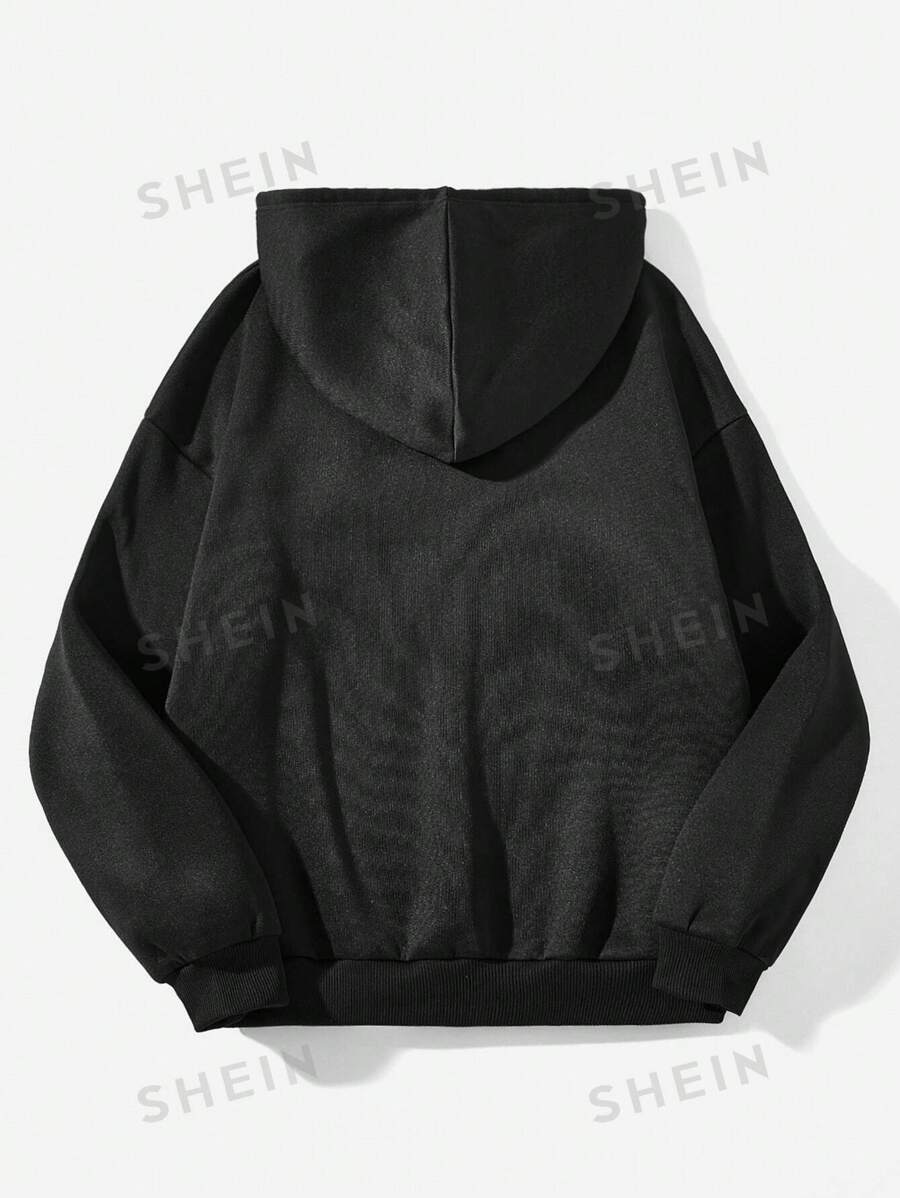 Shein Coolane Casual And Simple Spider Web And Letter Printed Hooded Long