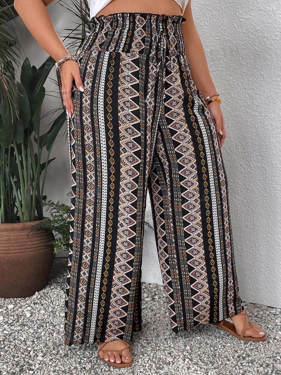 Shein Vcay Plus Geo Print Wide Leg Summer Pants Shein Usa