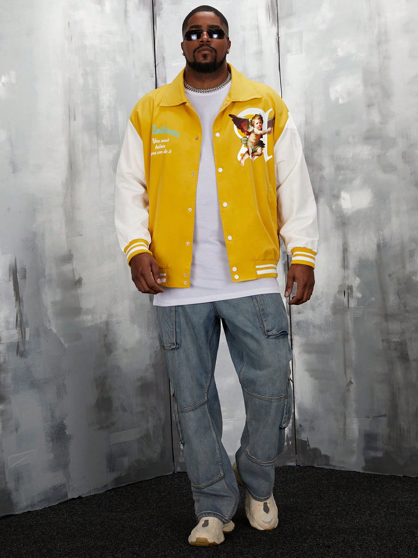 Manfinity Homme Loose-Fitting Men's Plus Size Drop Shoulder Jacket With ...