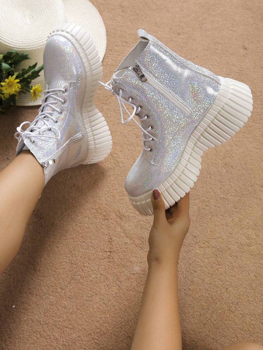 European & American Minimalist Fashion Chunky Mid-Heel Short Boots ...