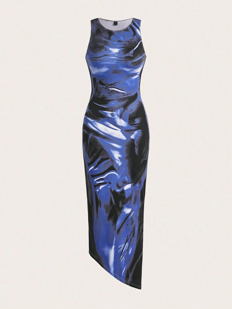 SHEIN ICON Body Heat Map Print Split Thigh Dress | SHEIN USA