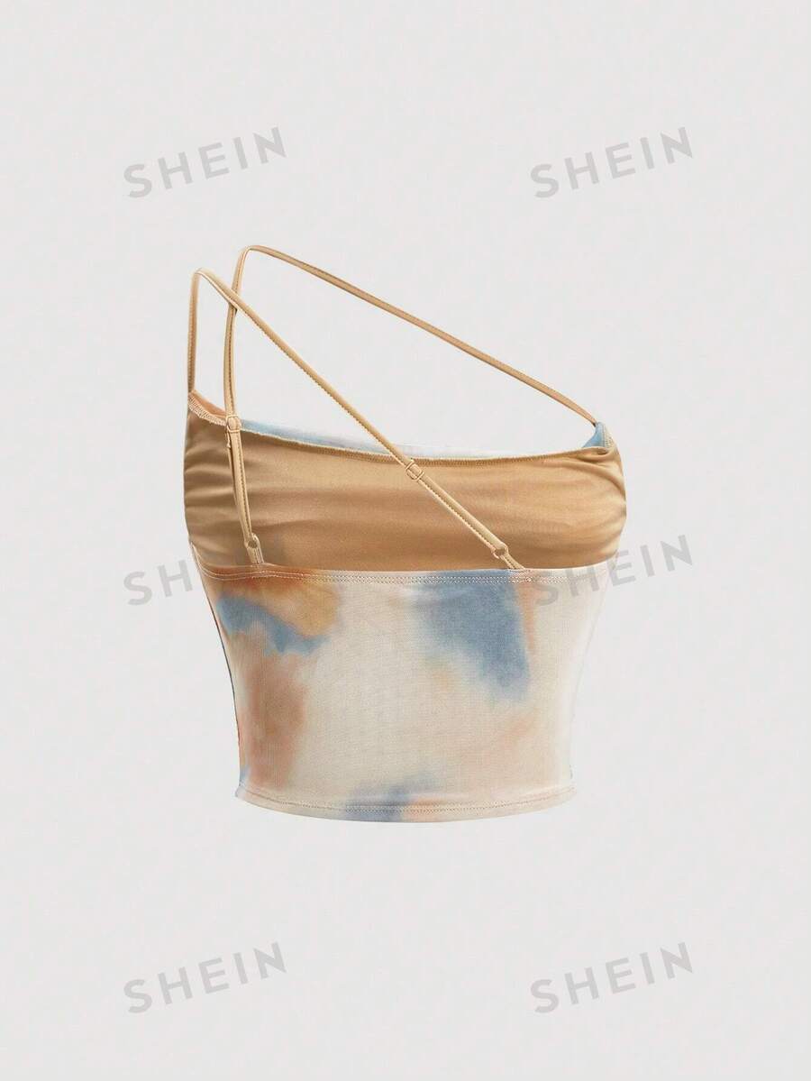 SHEIN MOD Top Cropped De Verão Com Alça Assimétrica, Um Ombro E ...