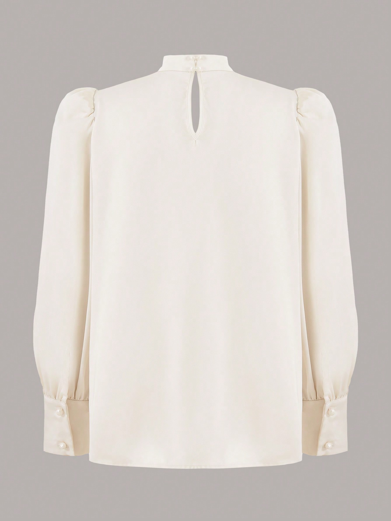 Shein Bizwear Solid Tie Neck Puff Sleeve Blouse Shein