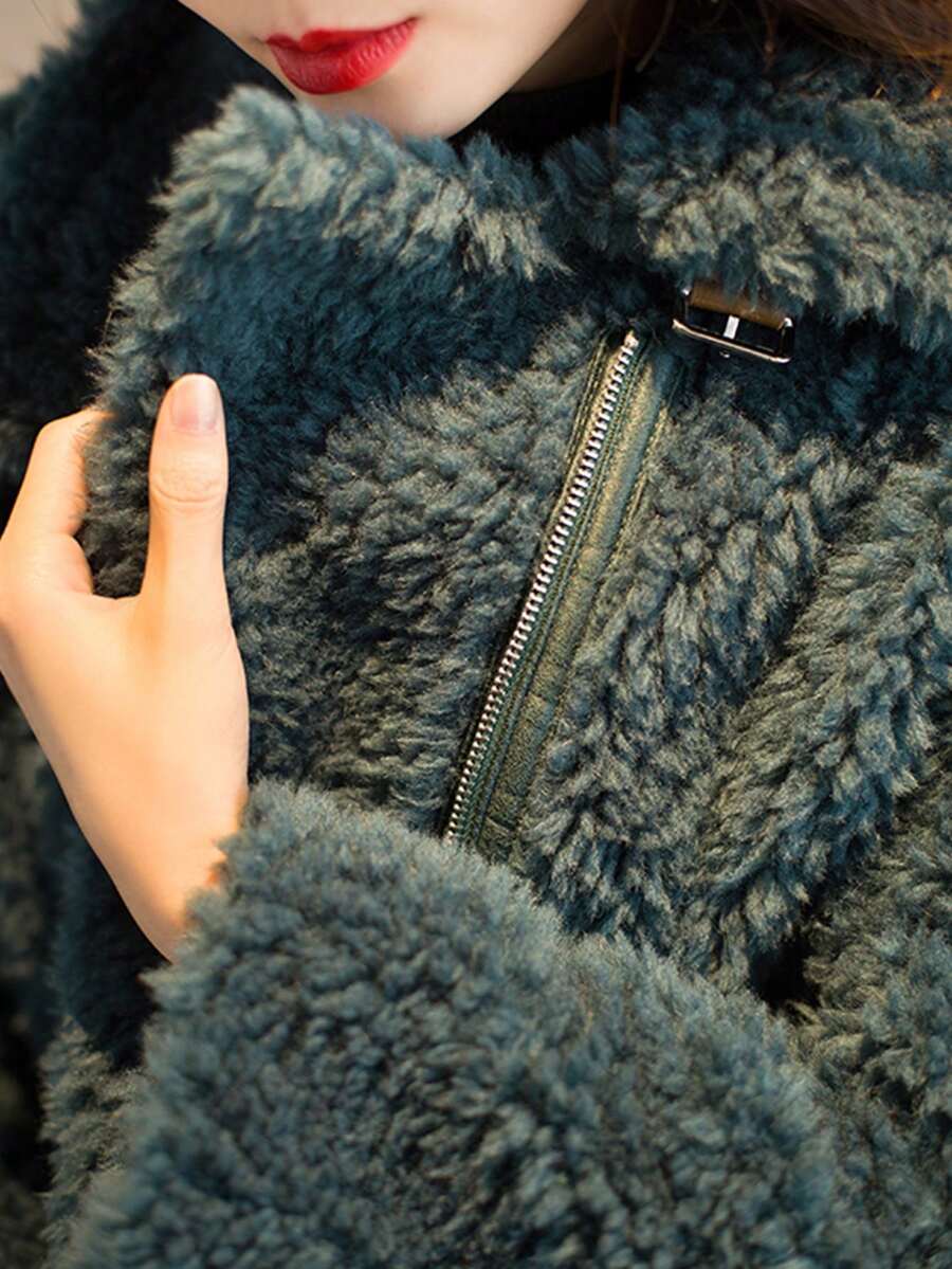 Wool Solid Zip Up Wool Coat | SHEIN USA