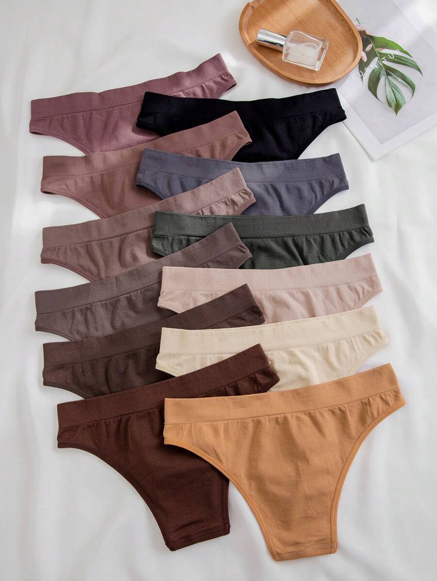 12pcs Solid Simple Panty | SHEIN USA