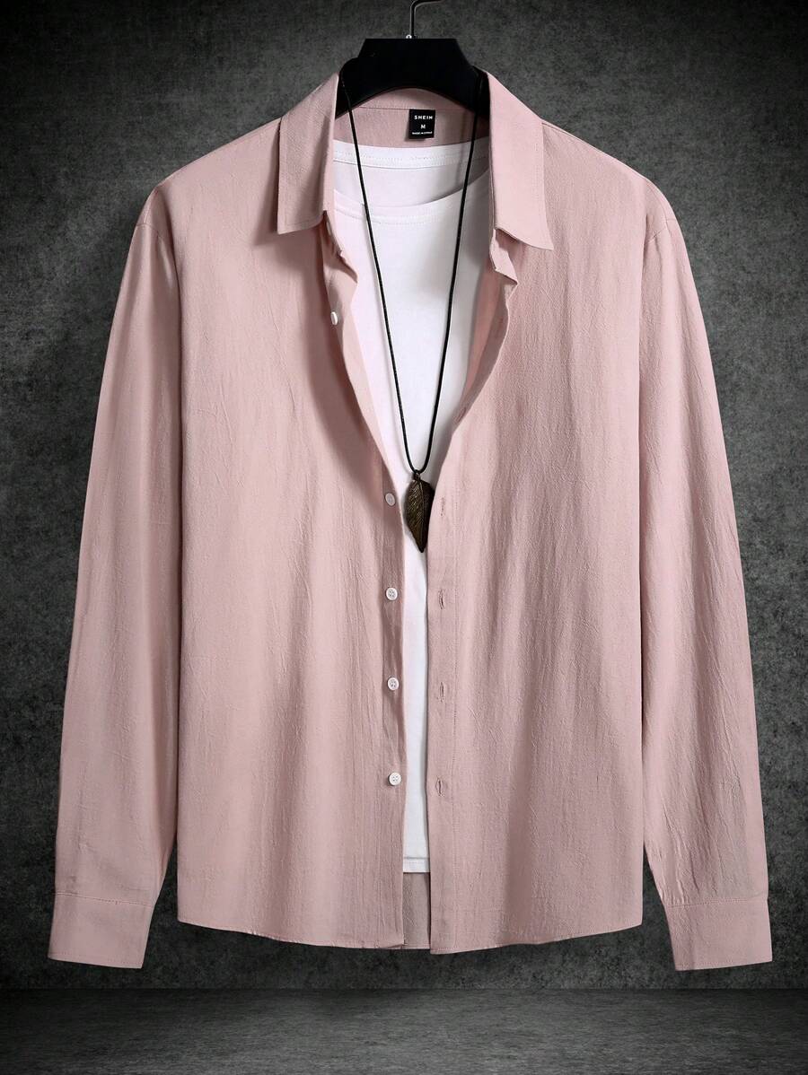 Manfinity Homme Loose Fit Men's Solid Color Button-Up Shirt | SHEIN USA