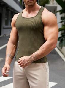 Manfinity Homme Men Letter Patched Detail Ribbed Knit Tank Top | SHEIN UK