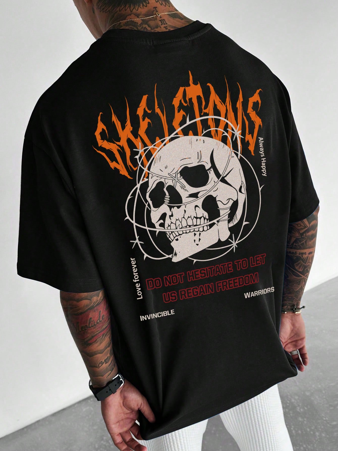 Manfinity EMRG Men Skull & Slogan Graphic Drop Shoulder Tee | SHEIN USA