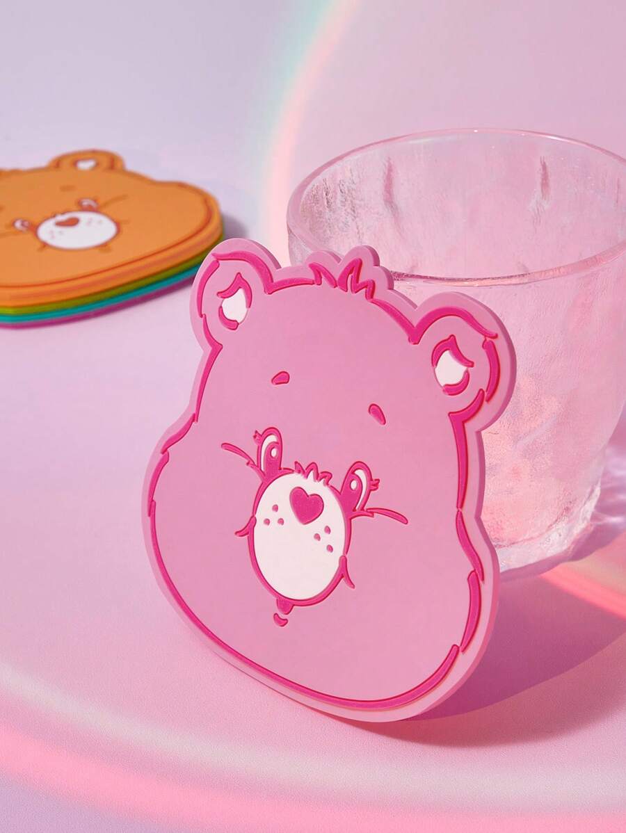 SHEIN X Care Bears 1pc Pink Heart Bear Shaped Cup Mat,Love-A-Lot Bear ...
