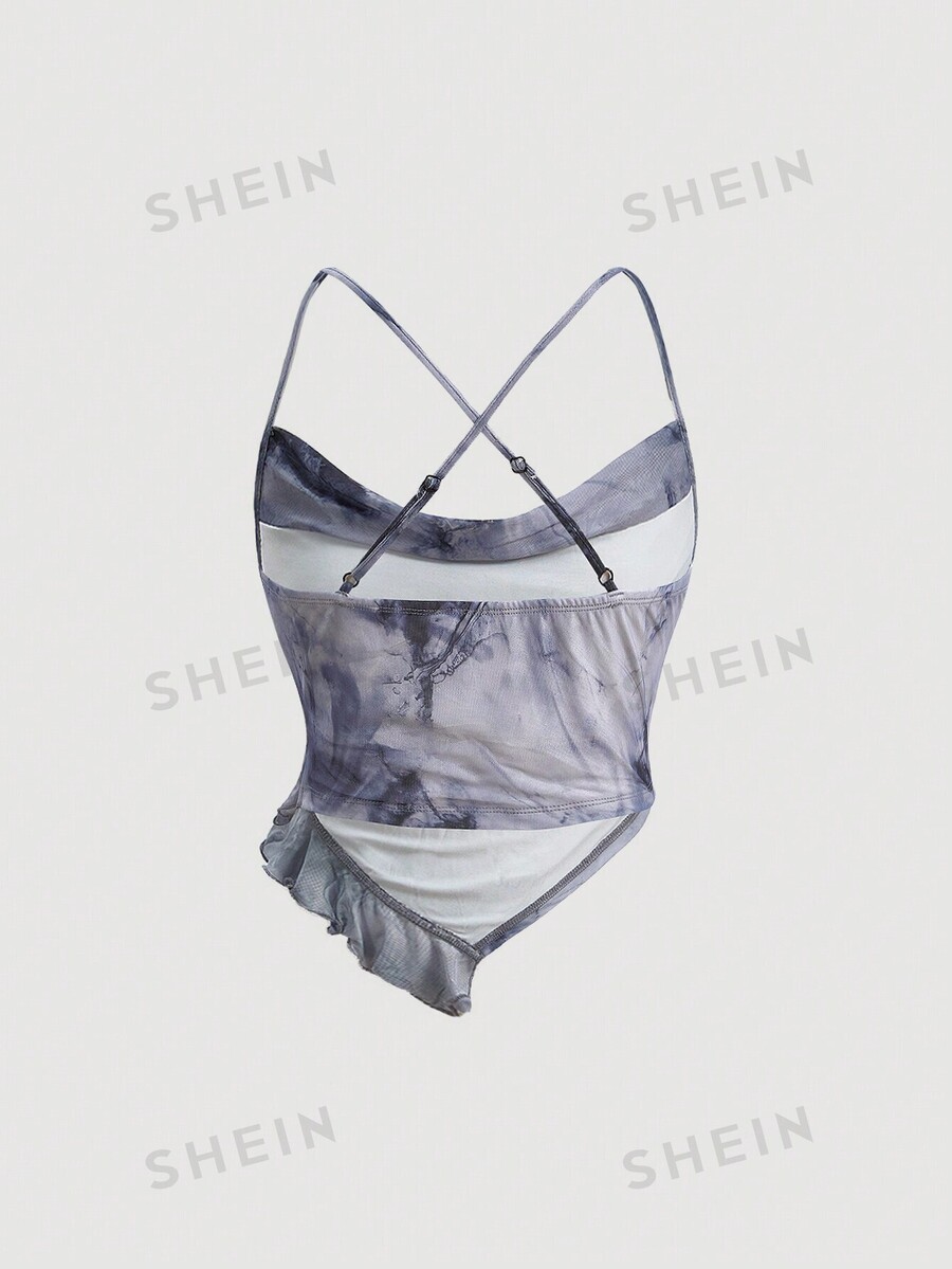 SHEIN MOD Top De Tirantes Con Cuello De Drapeado Y Estampado De ...