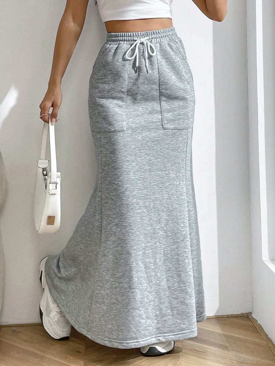 Shein Ezwear Drawstring Waist Mermaid Hem Skirt | Shein Usa