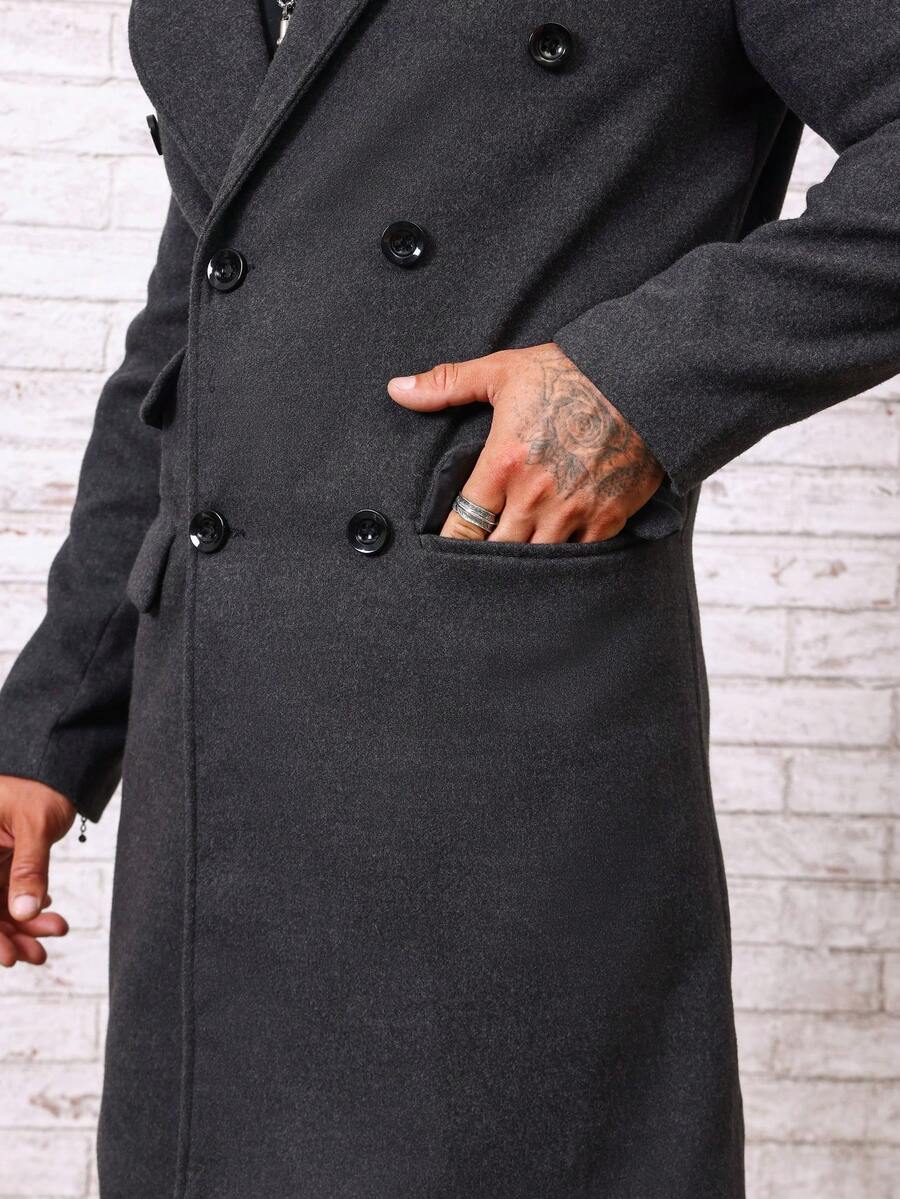 Manfinity Homme Heren Revers nek Dubbel Rijn Knoppen Overjassen | SHEIN ...