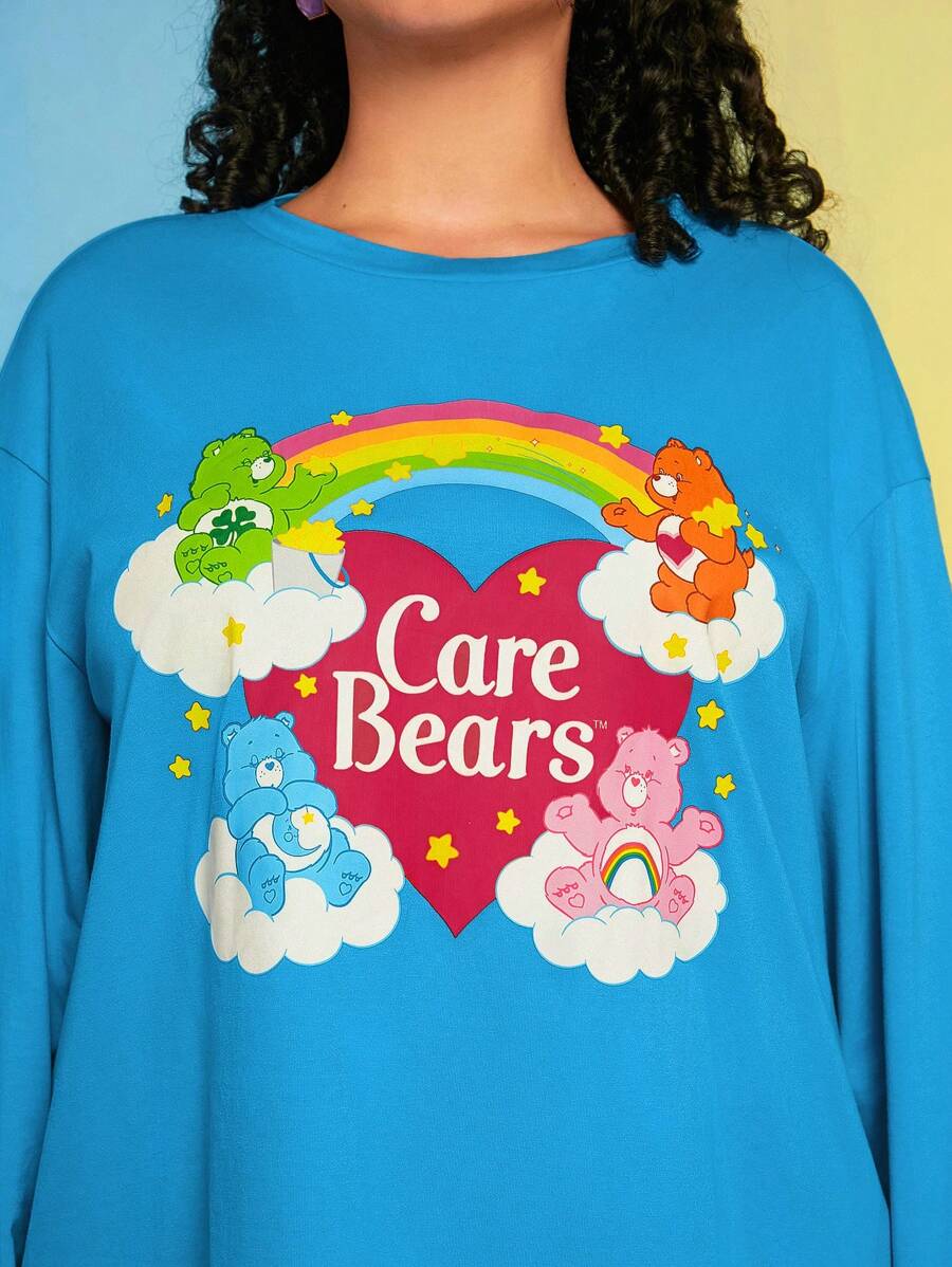 SHEIN X Care Bears Plus Cartoon Graphic PJ Set | SHEIN USA