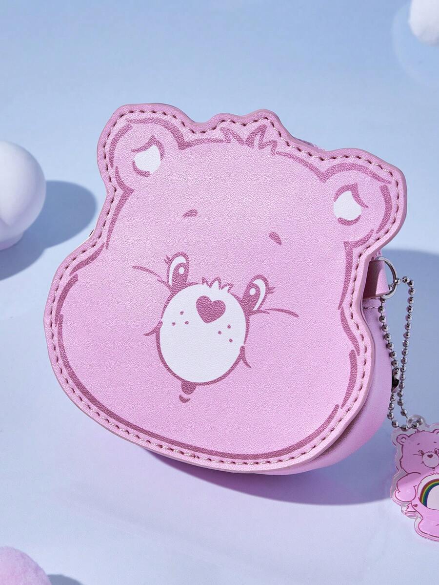 Shein X Care Bears Cute Cartoon Bear Pattern Pink Coin Purse Cheer Bear
