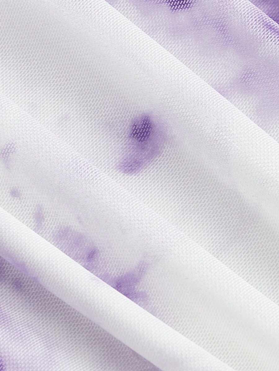 SHEIN MOD Purple Rose Tie Dye Fishtail Summer Floral Print Ruched Cami ...