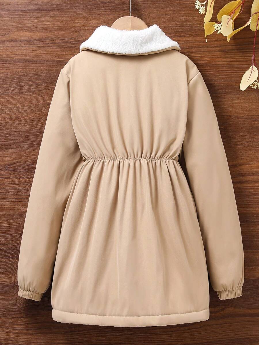 Tween Girl Zip Up Teddy Lined Coat | SHEIN USA