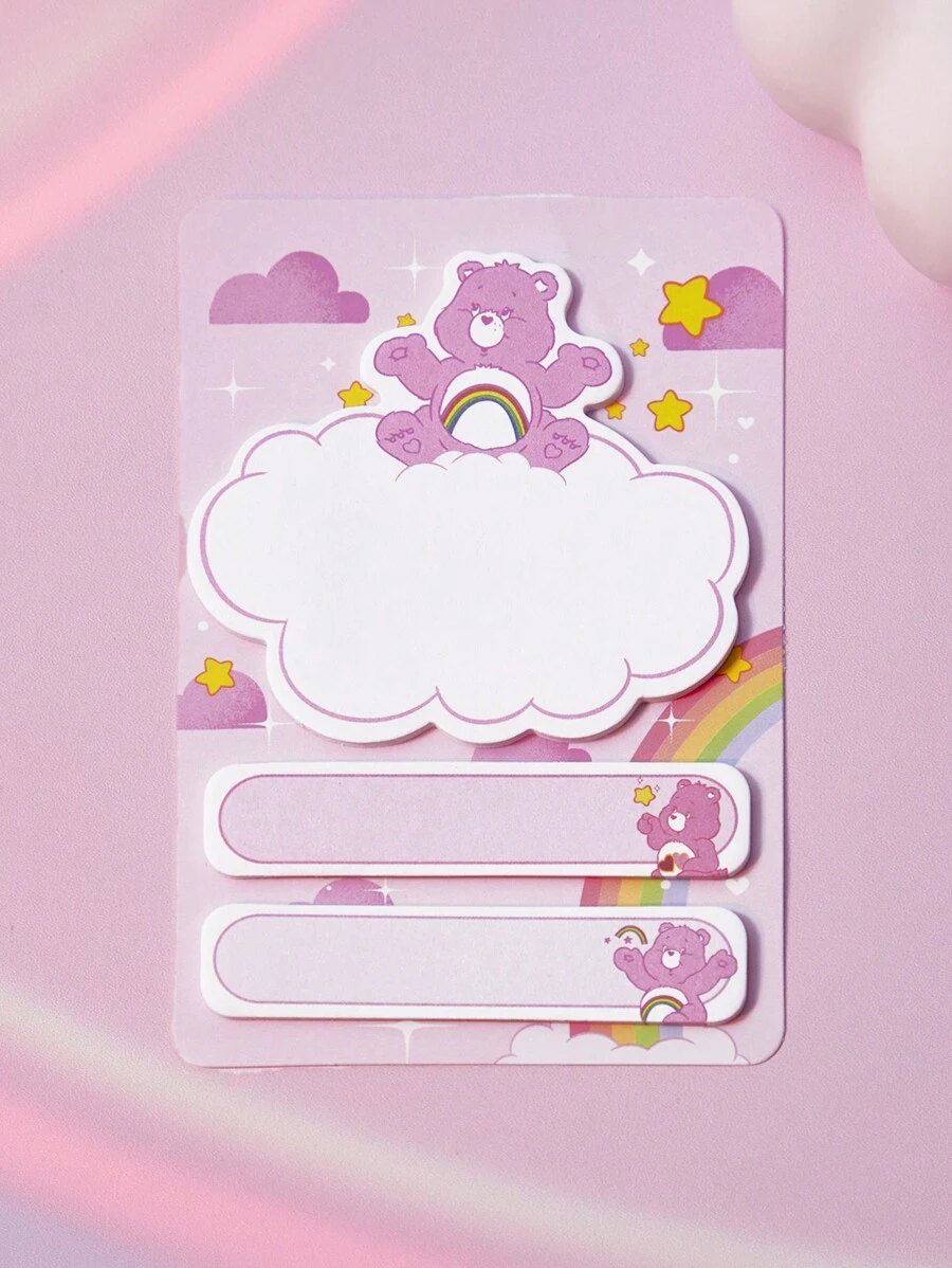 SHEIN X Care Bears Pink Heart Shaped Bear Pattern Sticky Notes for Sale ...