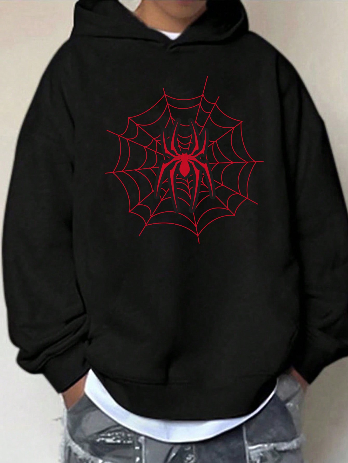Manfinity EMRG Men Spider Web Print Drop Shoulder Hoodie | SHEIN USA