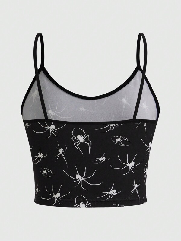ROMWE Goth Spider Print Cami Top | SHEIN UK