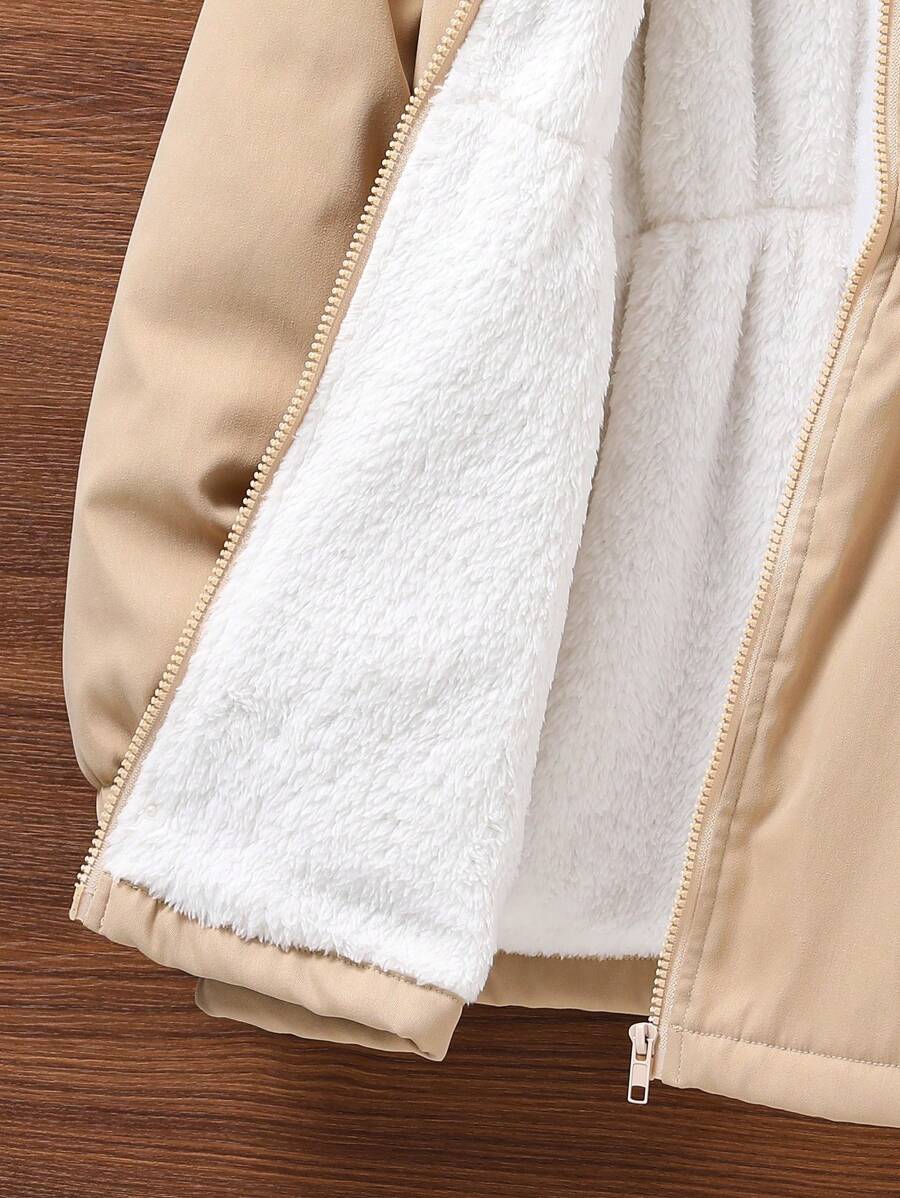 Tween Girl Zip Up Teddy Lined Coat | SHEIN USA